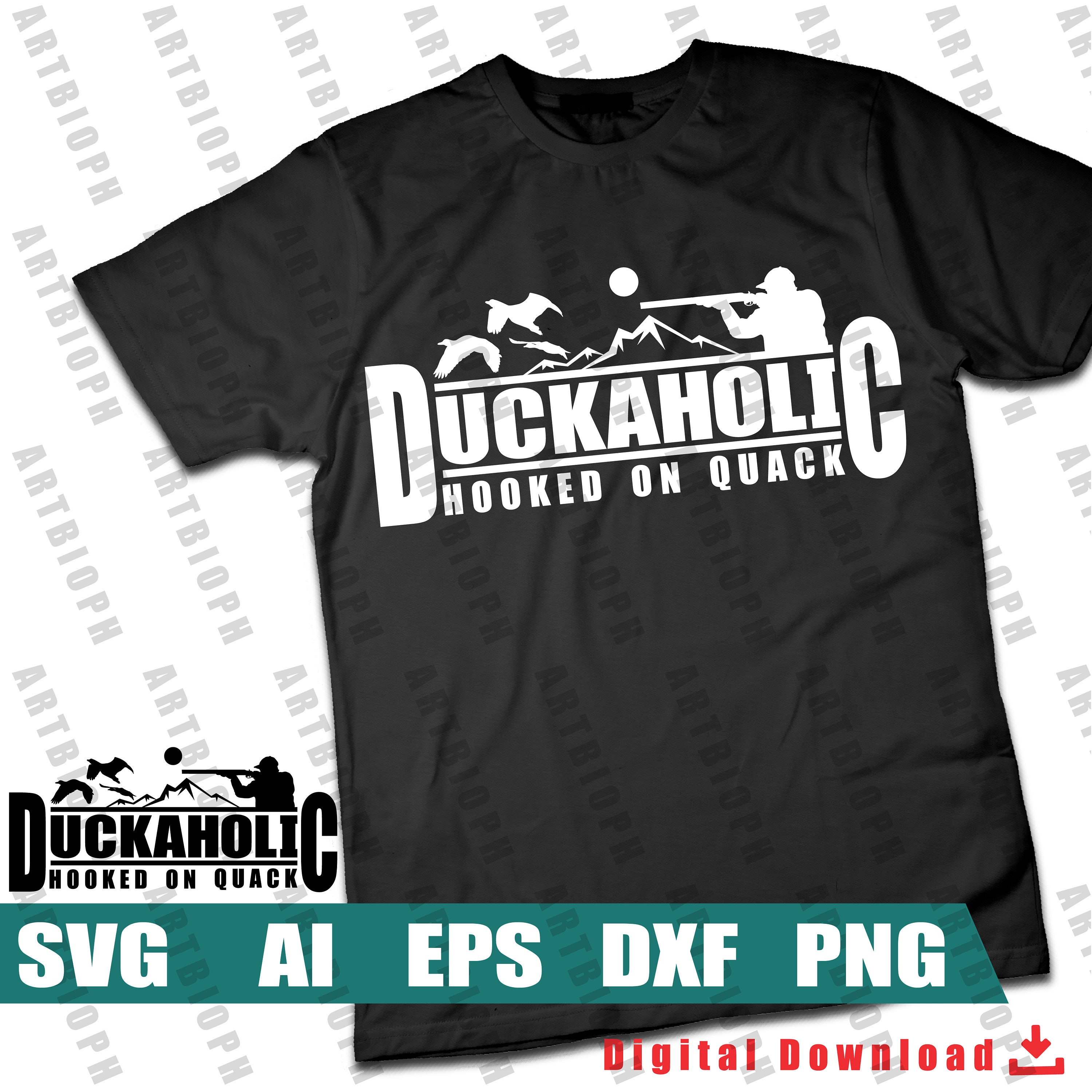 Duckaholic Hooked on Quack Svg Duck Hunting Svg, Duck Season Svg ...