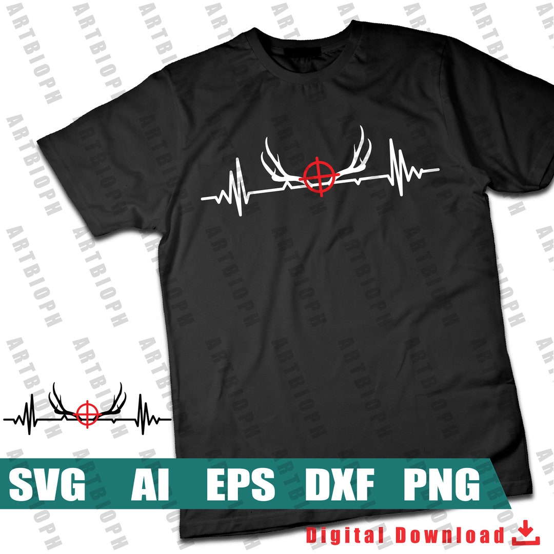 Deer Hunting Heartbeat Svg Deer Antler Svg, Hunting Season Svg Digital ...