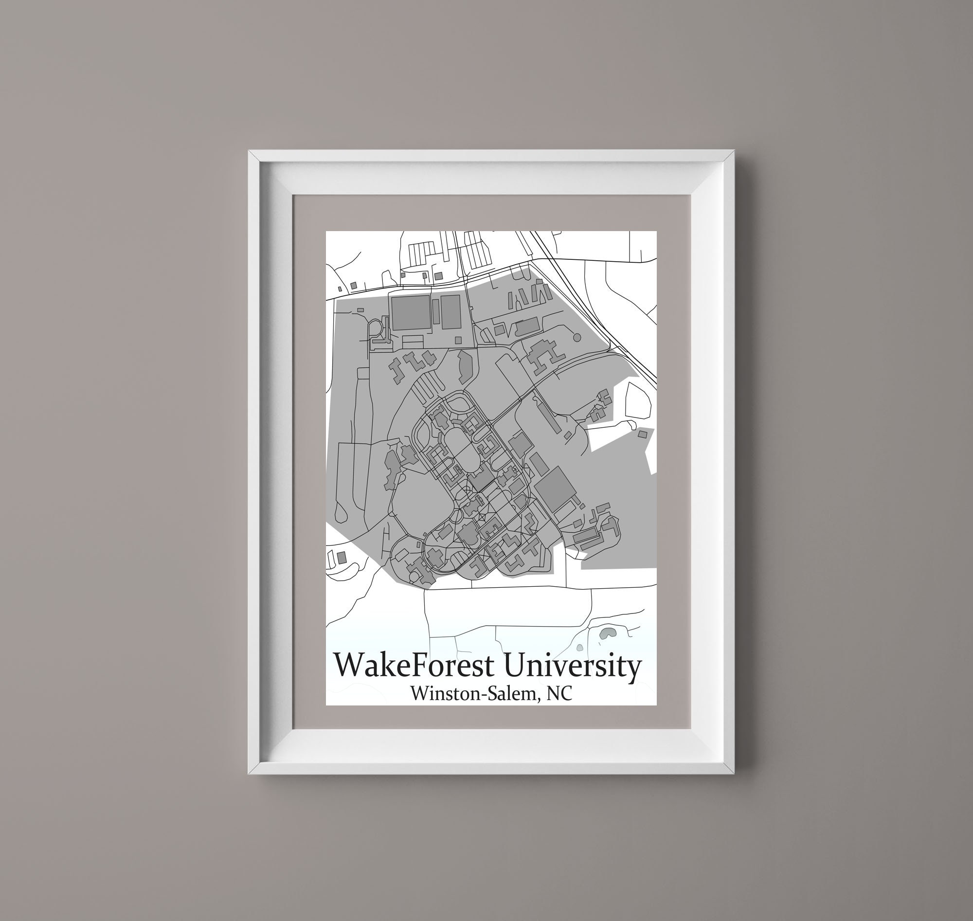 Colored Campus Map of Wake Forest University and All Its Roads - Etsy