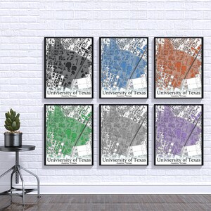 Colored Campus Map of University of Texas at Austin and All | Etsy