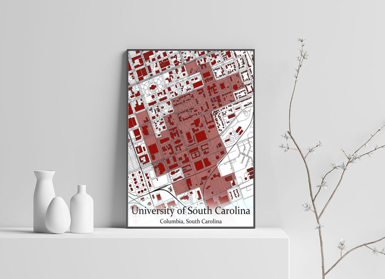 Colored Campus Map of University of South Carolina and All Its - Etsy