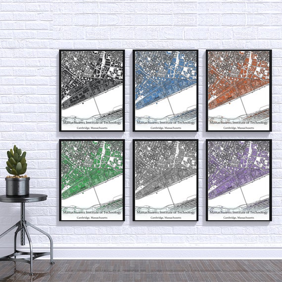 Colored Map of MIT Campus Map and All Its Roads - Etsy