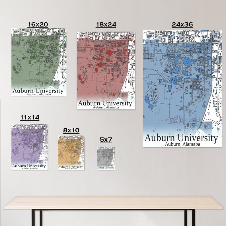 Colored Map of Auburn University and All Its Roads - Etsy