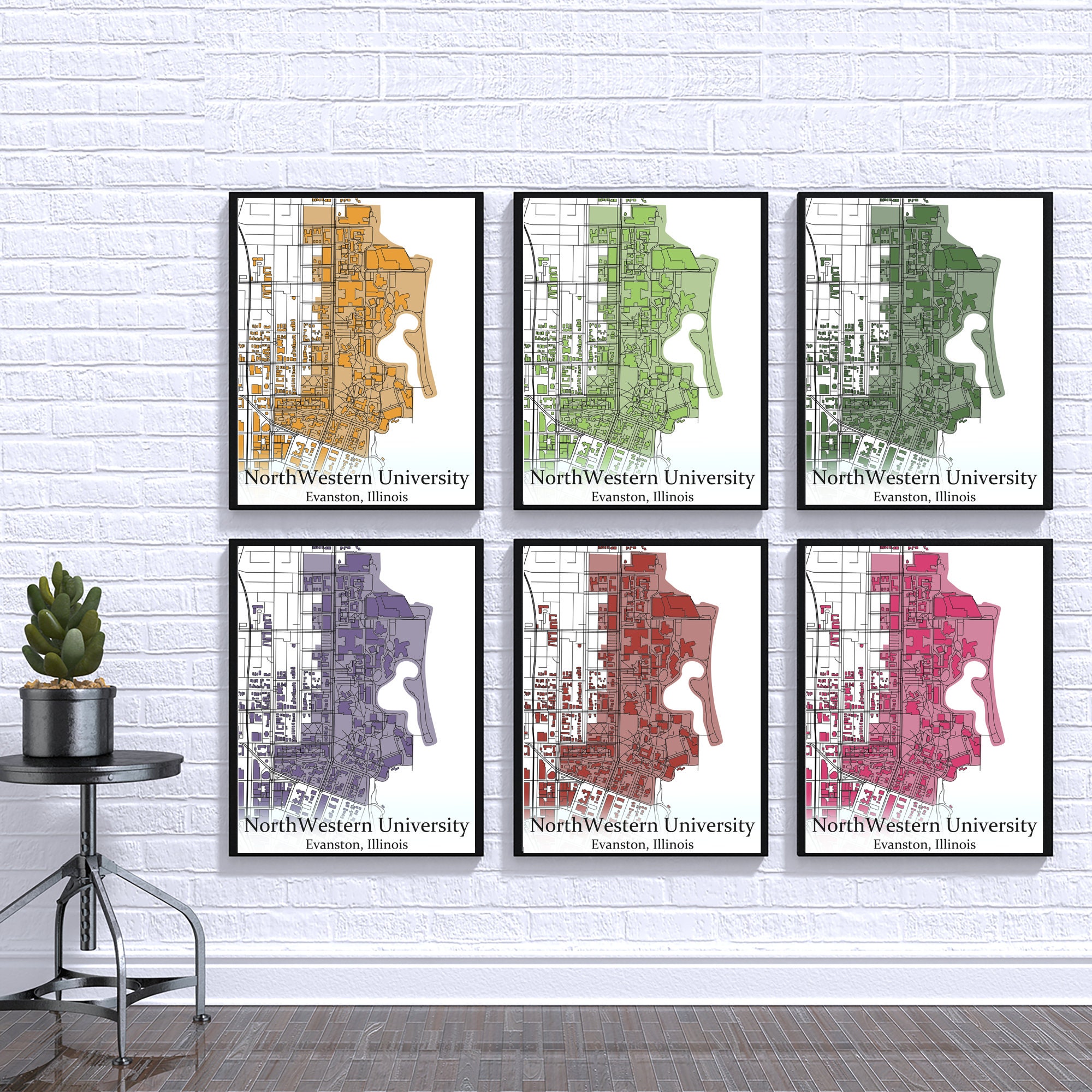 Colored Map of Northwestern University Campus Map and All Its Roads - Etsy