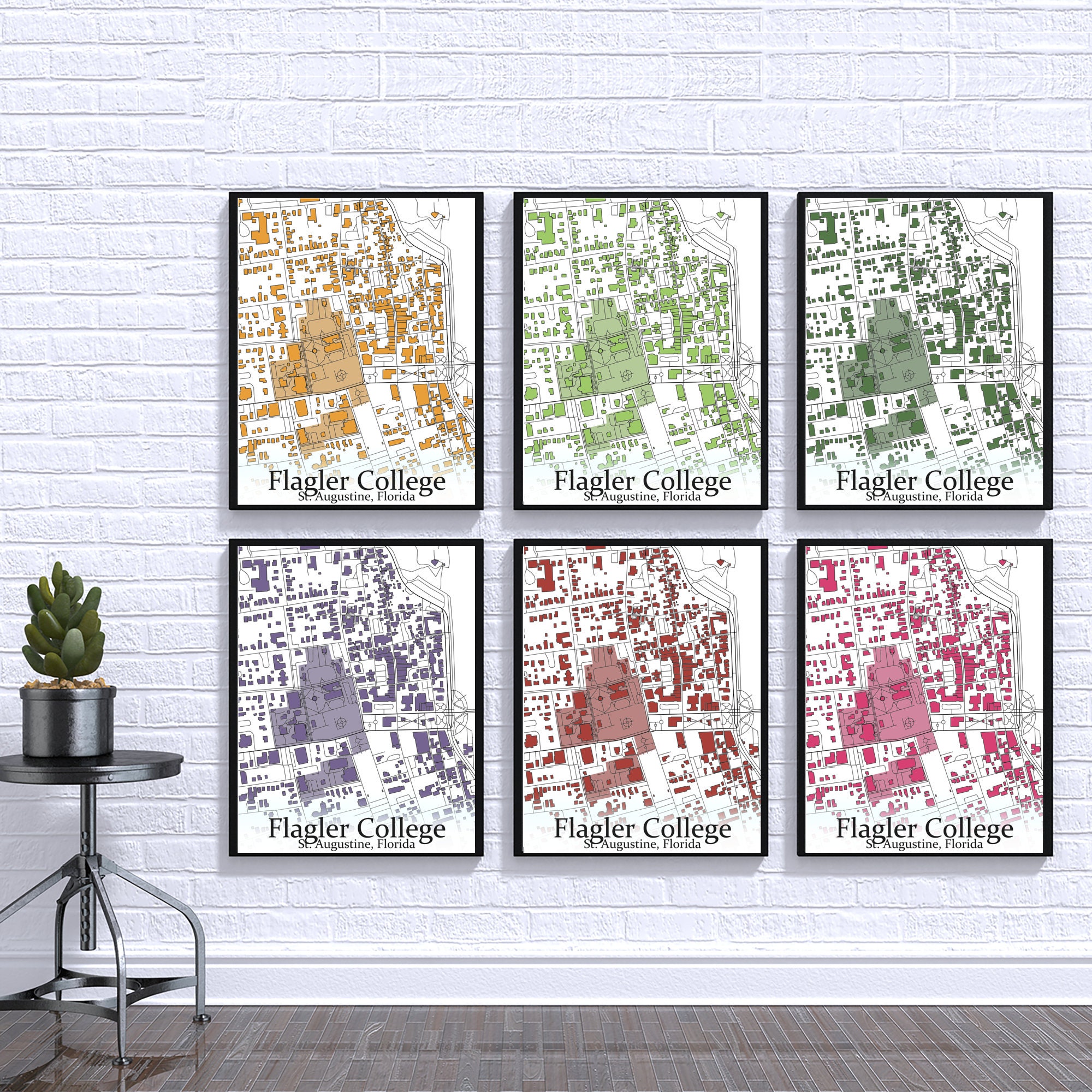 Colored Campus Map of Flagler College and All Its Roads - Etsy