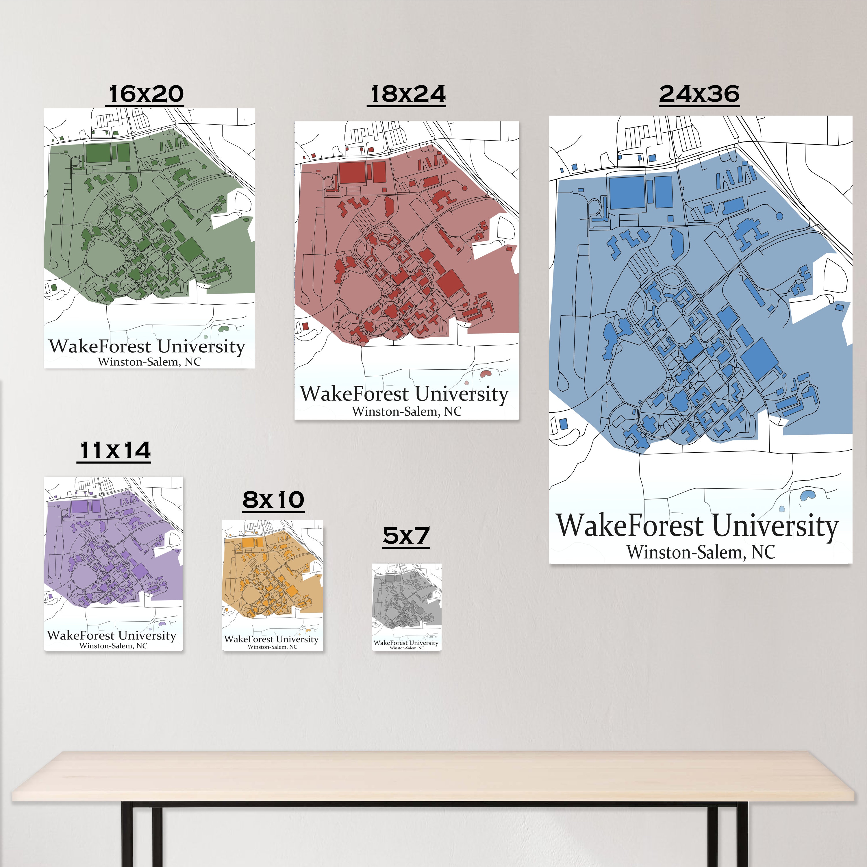 Colored Campus Map of Wake Forest University and All Its Roads - Etsy ...