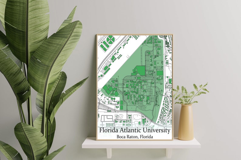 Colored Campus Map of Florida Atlantic University and All Its Roads ...