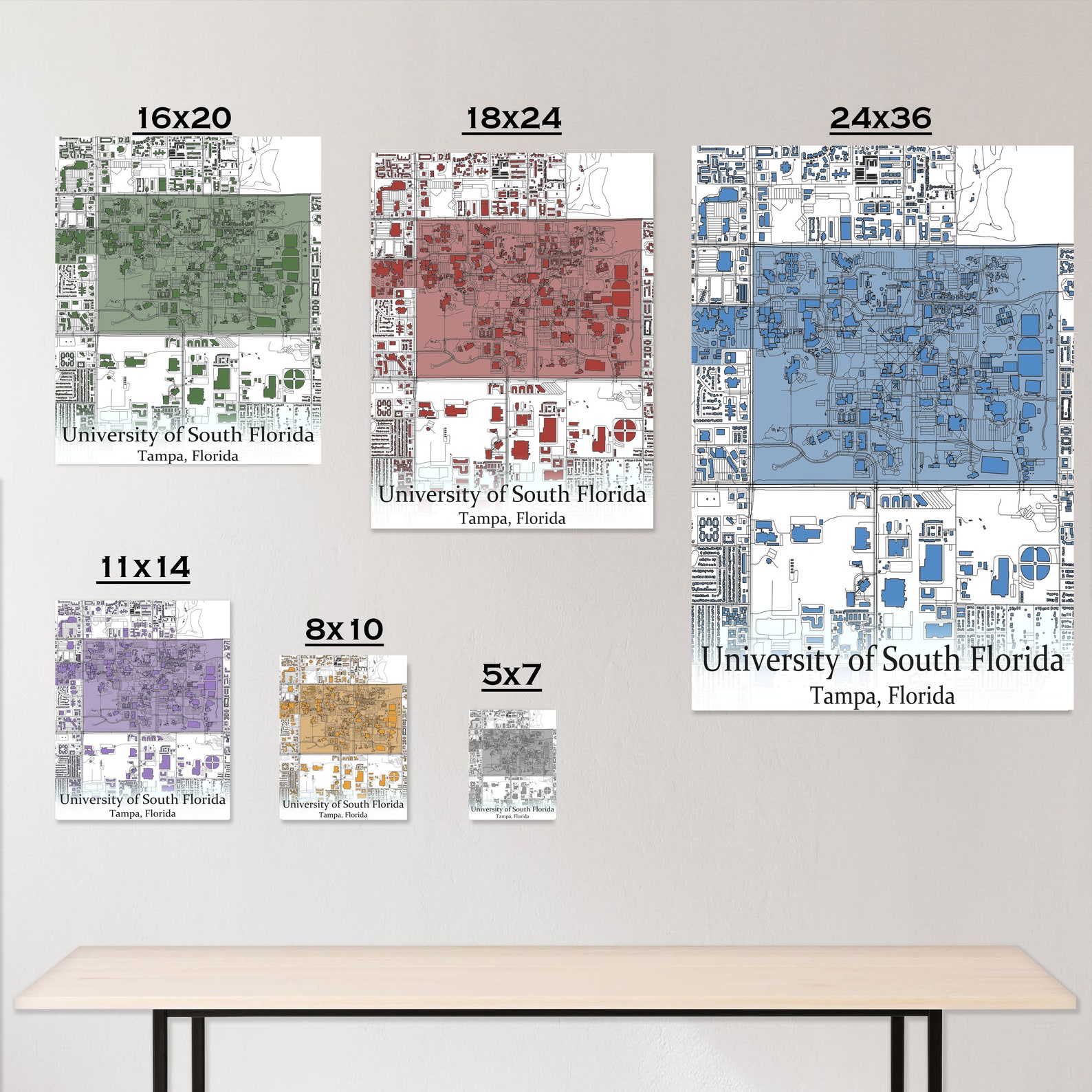 Colored Campus Map of USF University of South Florida and All - Etsy Canada
