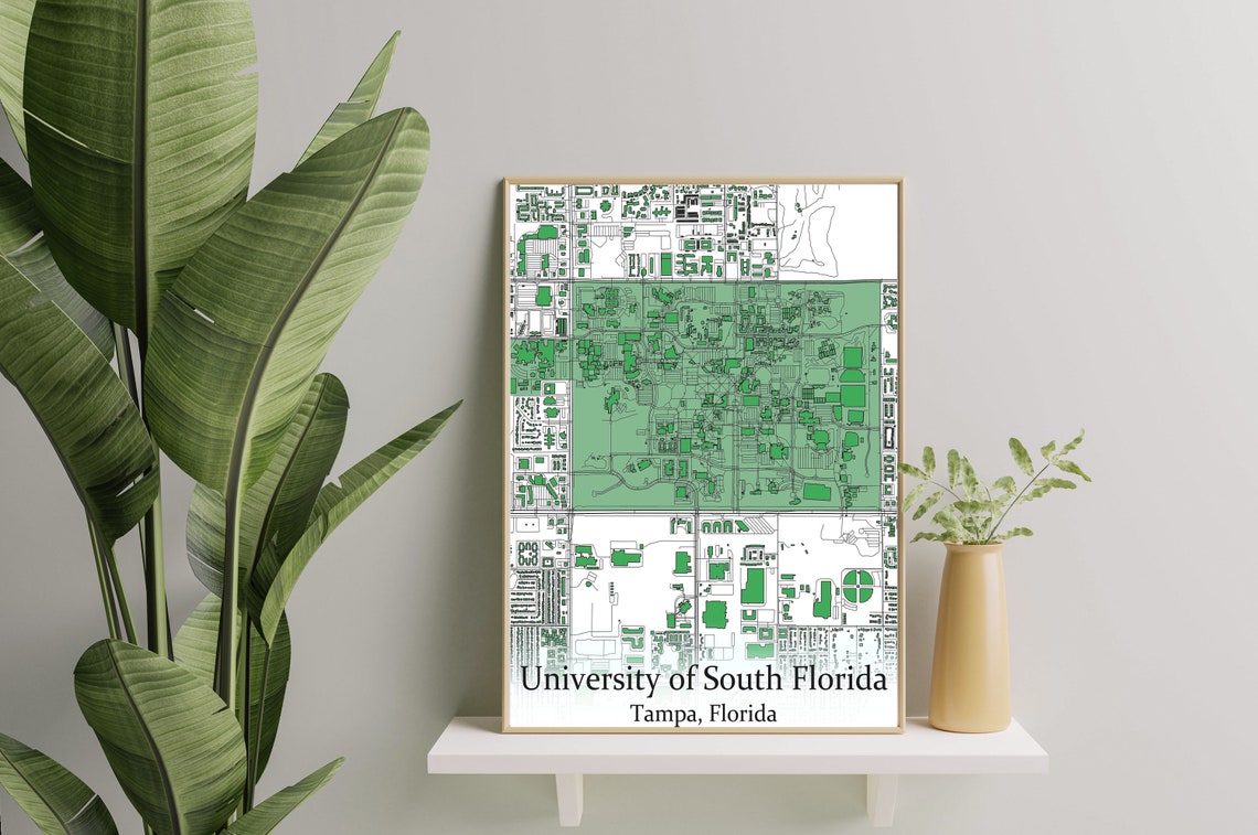Colored Campus Map of USF University of South Florida and All - Etsy Canada