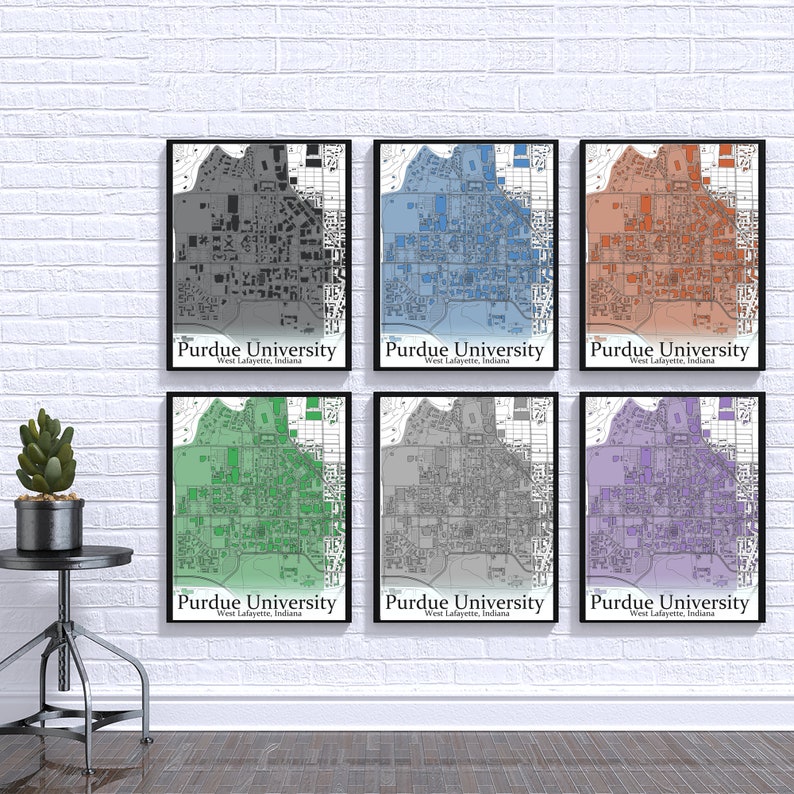 Colored Campus Map of Purdue University and All Its Roads - Etsy