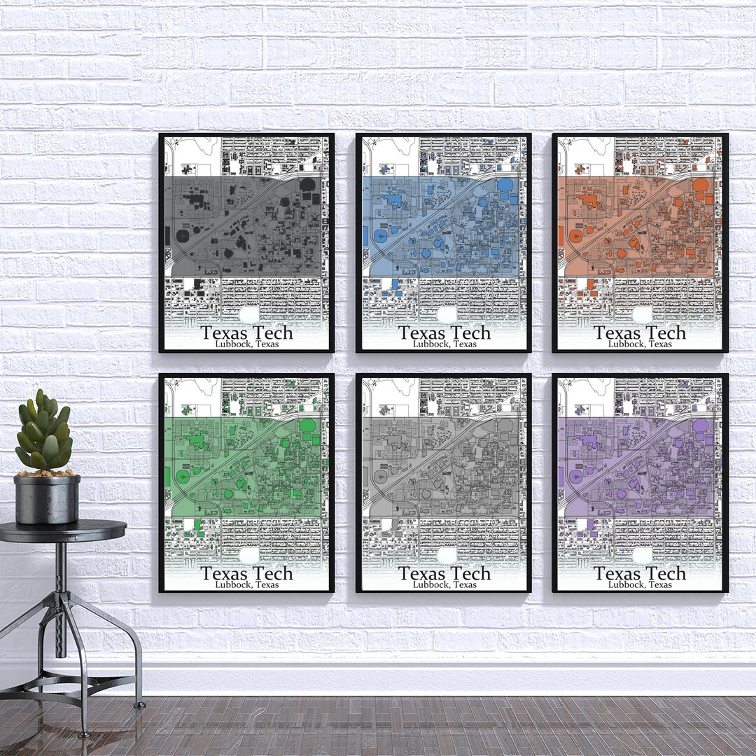 Colored Campus Map of Texas Tech University and All Its Roads - Etsy