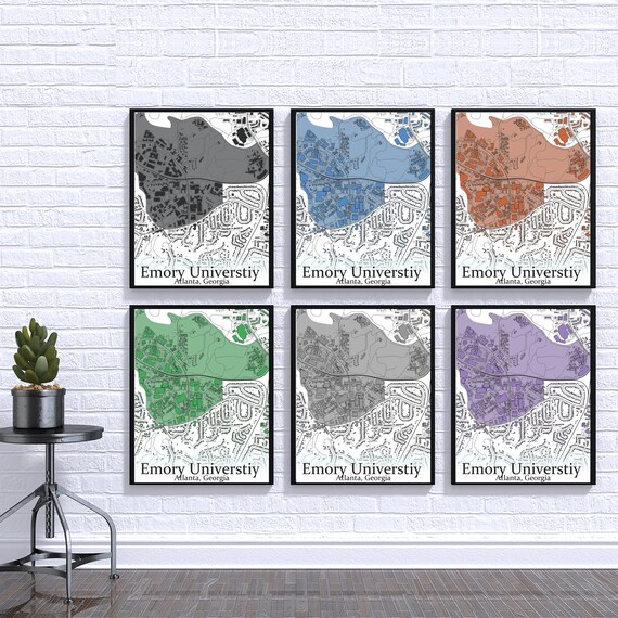 Colored Campus Map of Emory University and All Its Roads | Etsy