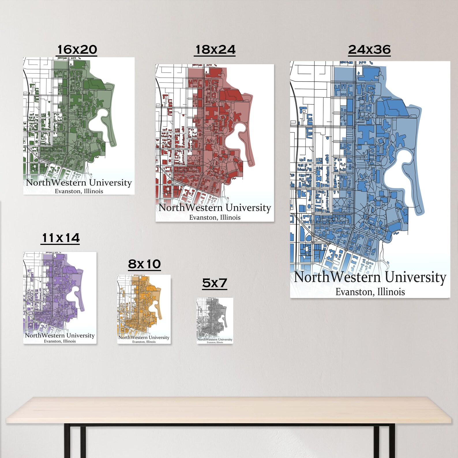 Colored Map of Northwestern University Campus Map and All Its Roads - Etsy