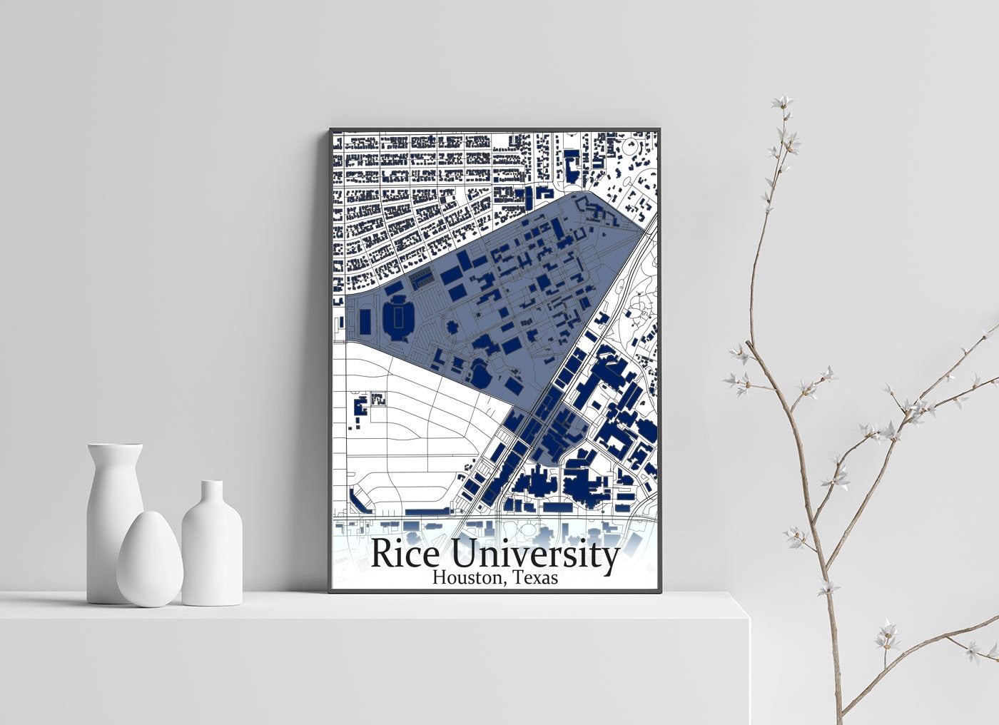 Colored Campus Map of Rice University and All Its Roads | Etsy