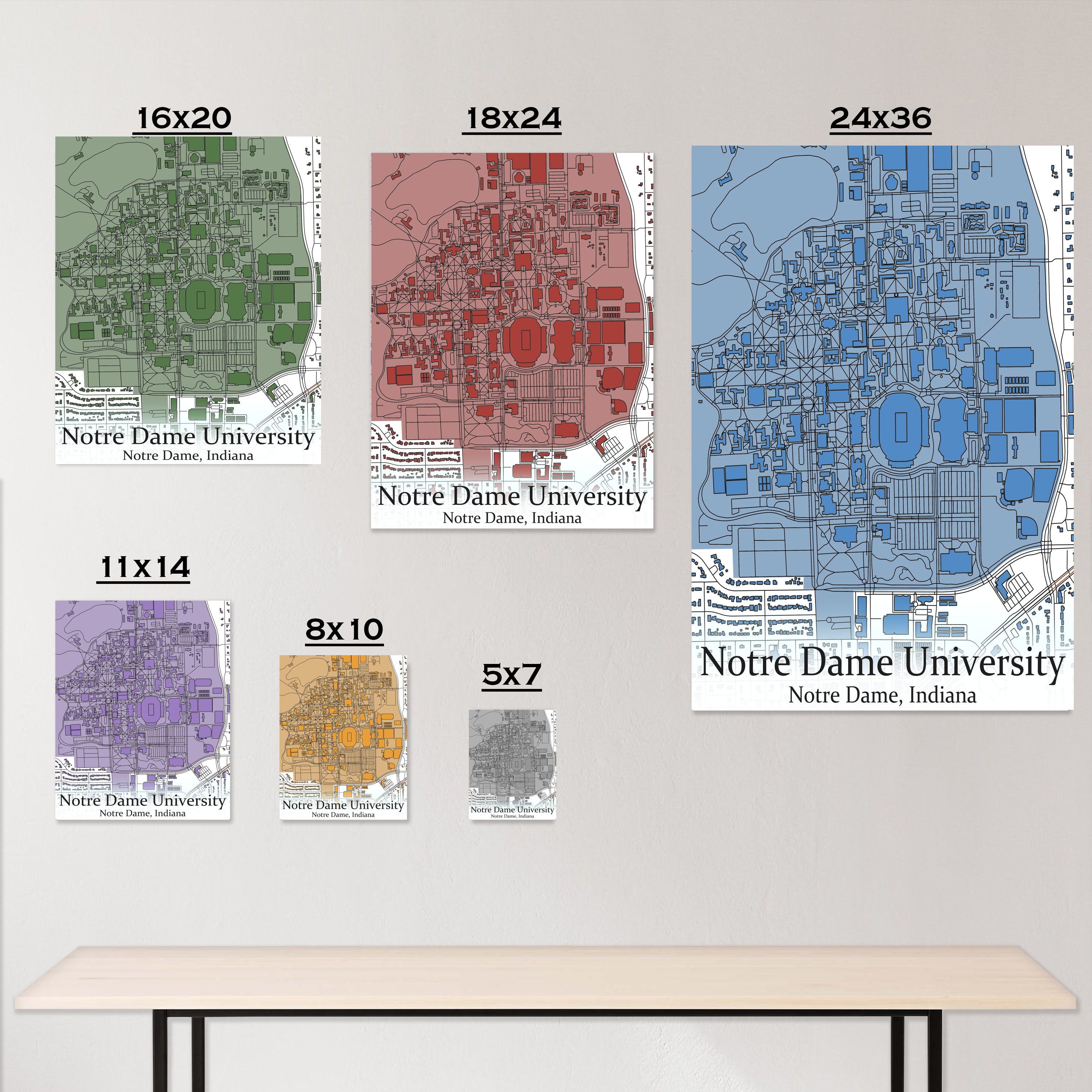 Colored Campus Map of Notre Dame University Campus and All Its Roads - Etsy