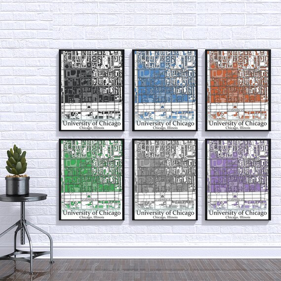Colored Campus Map of University of Chicago and All Its Roads | Etsy