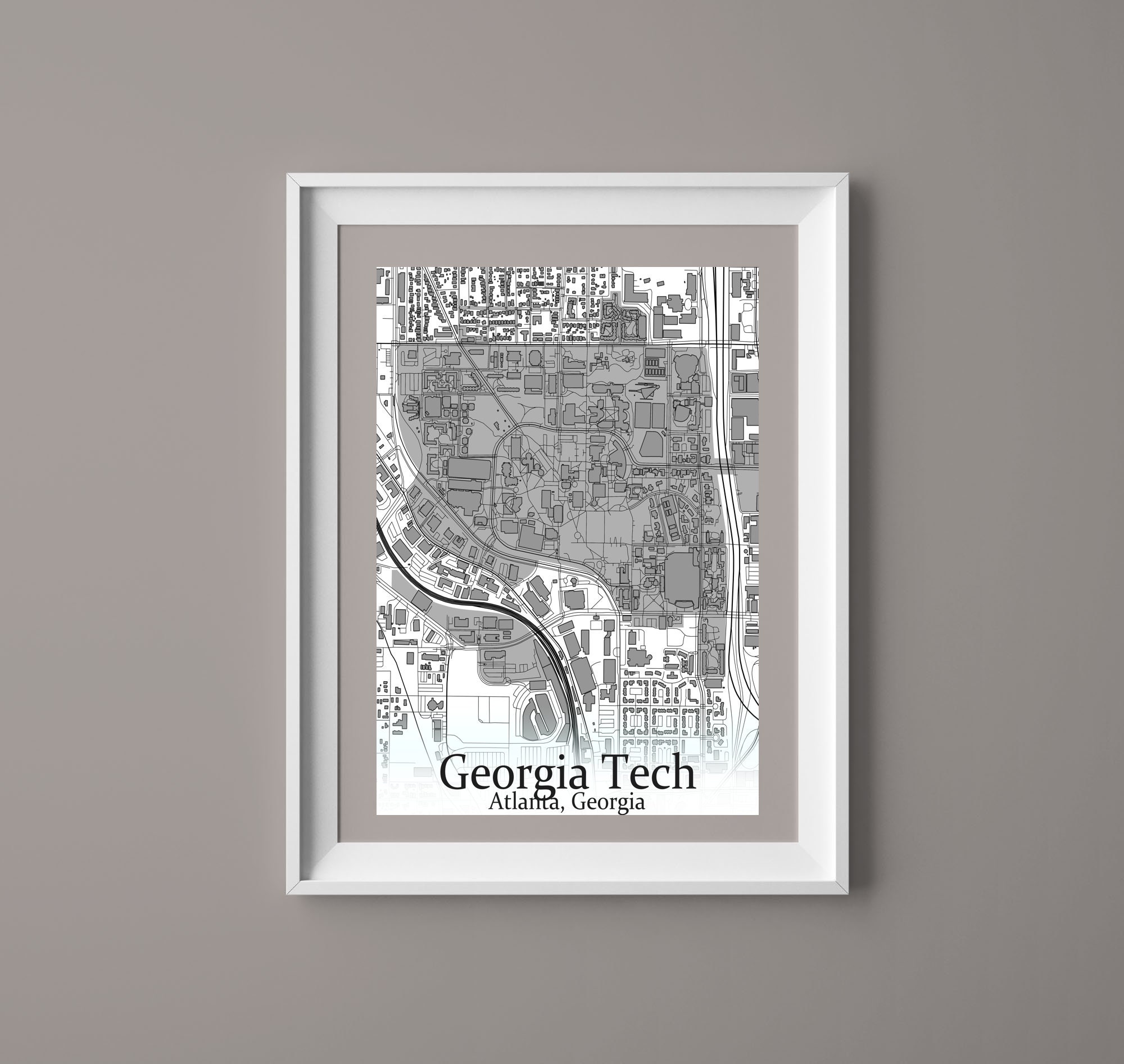 Colored Map of Georgia Tech and All Its Roads - Etsy