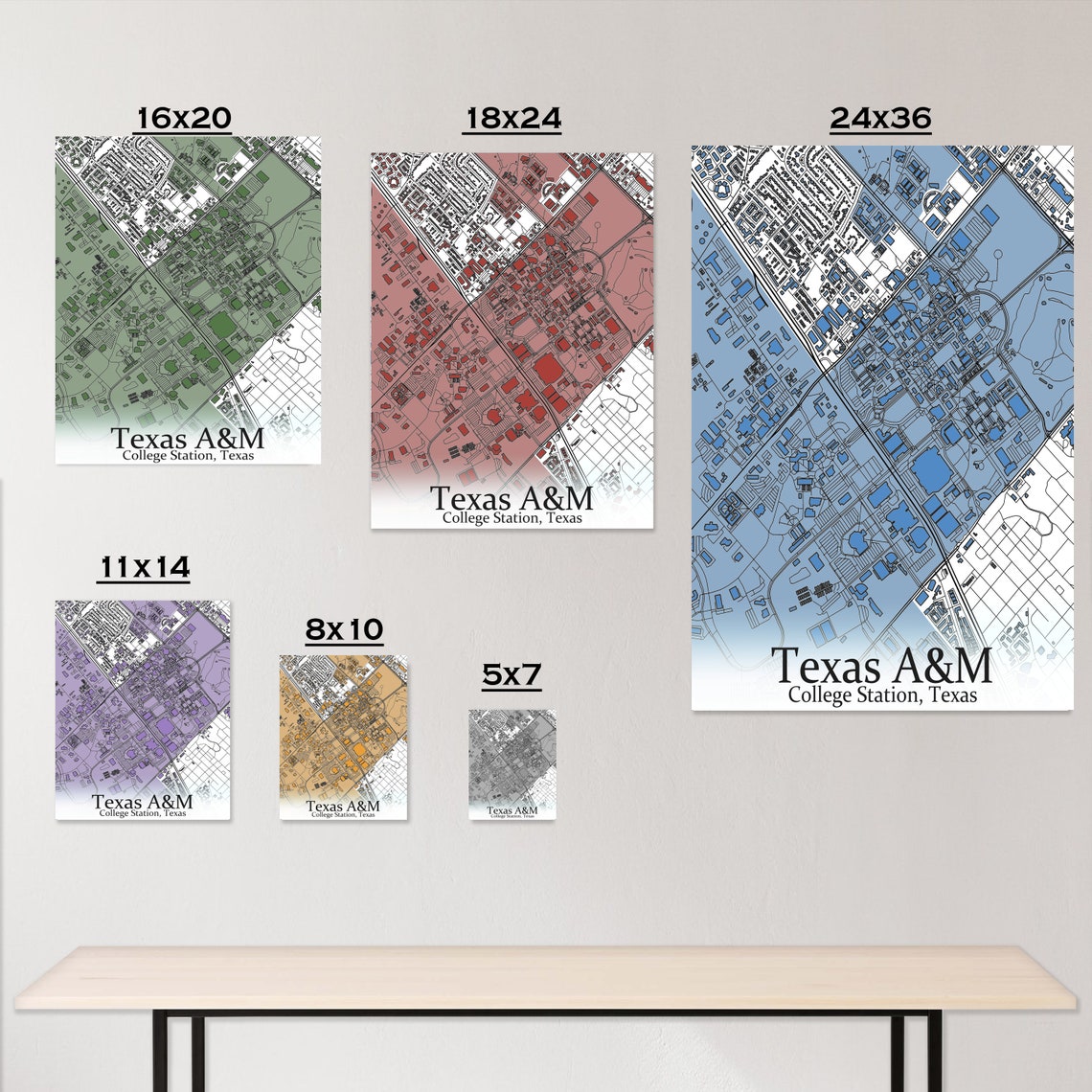 Colored Campus Map of Texas A&M University and All Its Roads | Etsy
