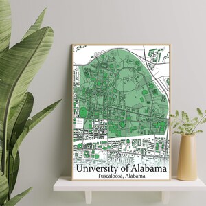Colored Campus Map of University of Alabama and All Its Roads - Etsy