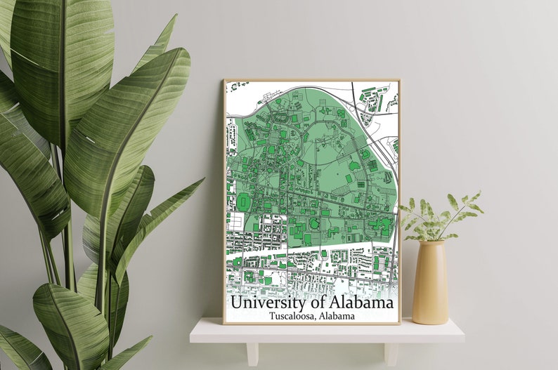 Colored Campus Map of University of Alabama and All Its Roads - Etsy