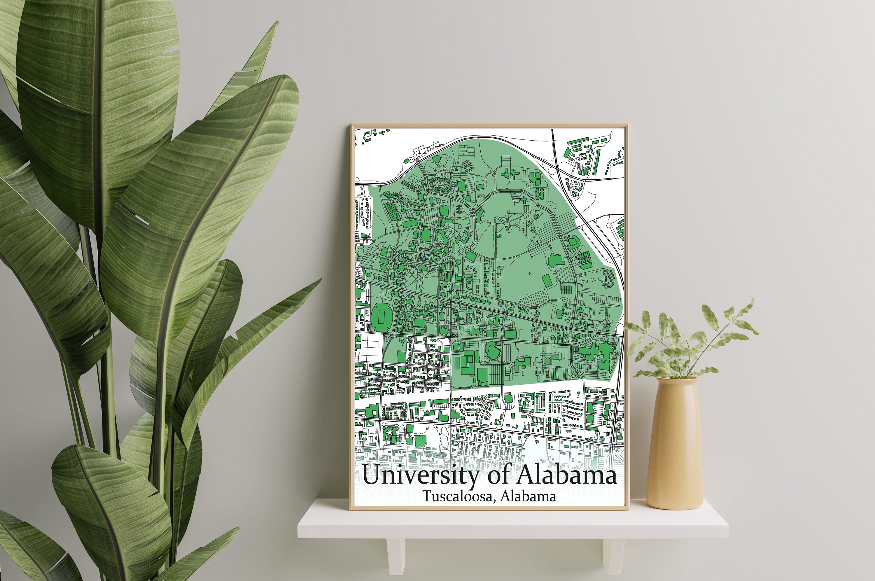 Colored Campus Map of University of Alabama and All Its Roads - Etsy UK