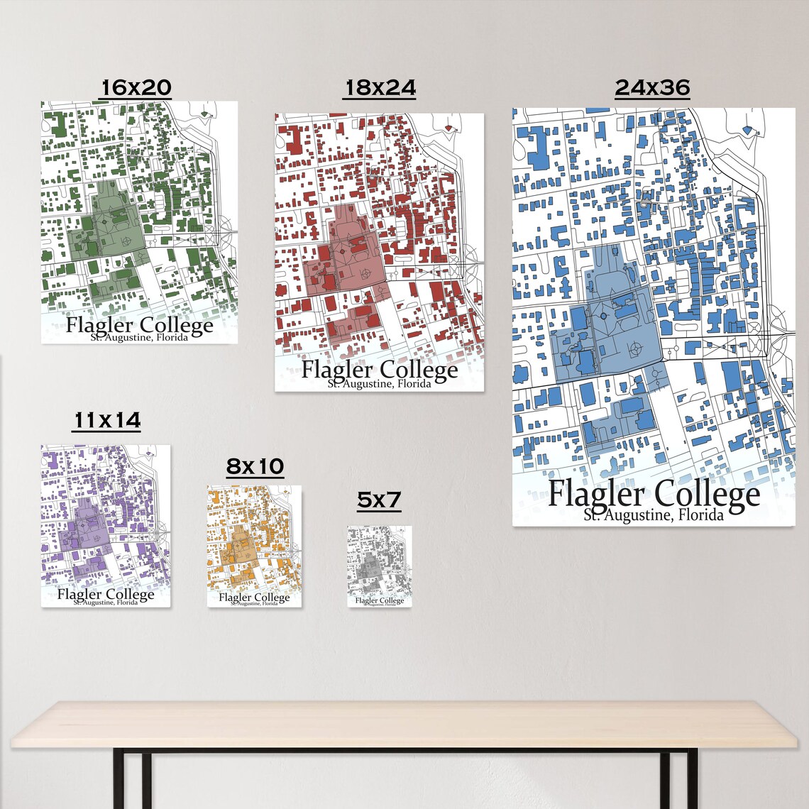 Colored Campus Map of Flagler College and All Its Roads | Etsy