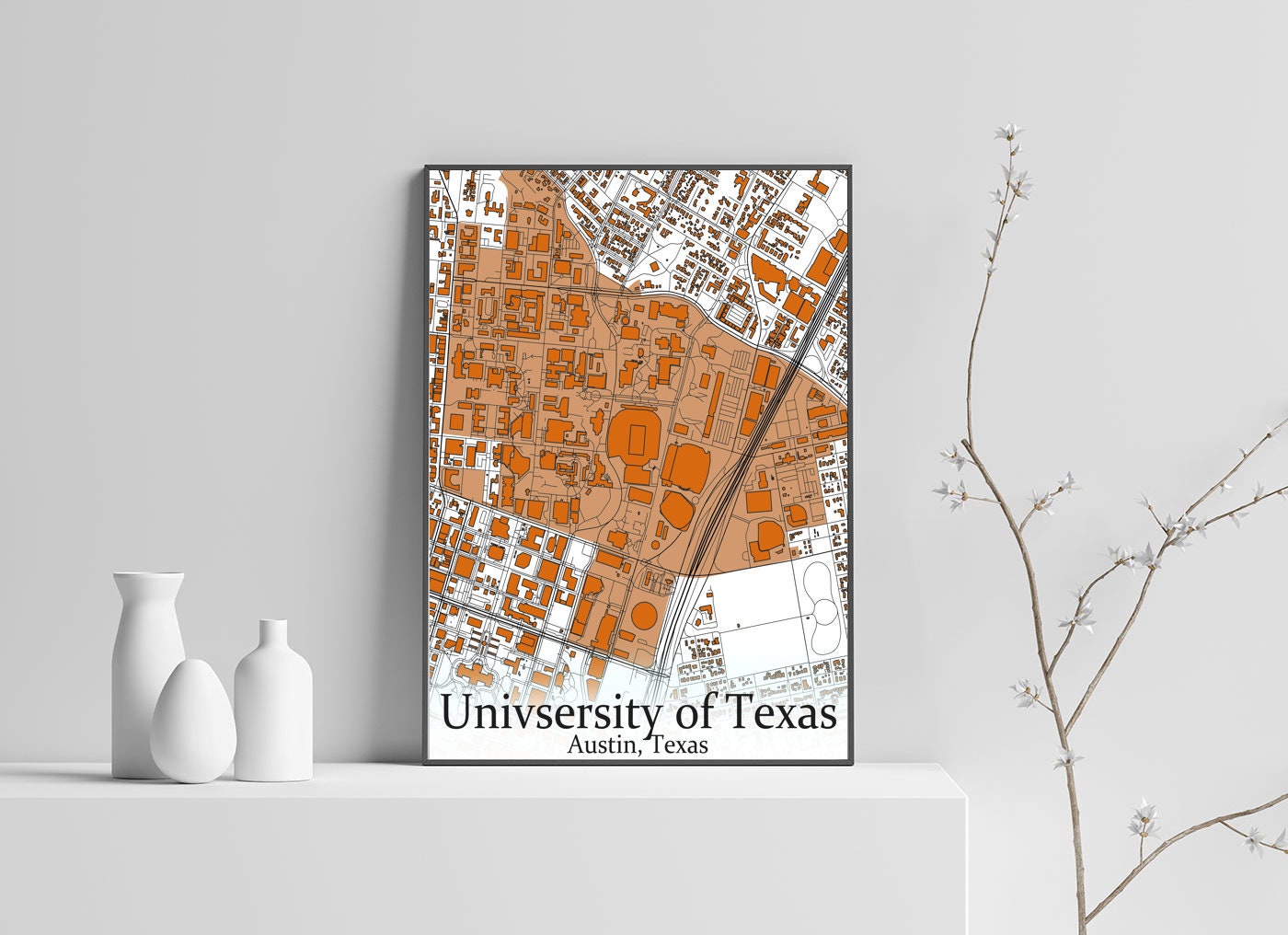 Colored Campus Map of University of Texas at Austin and All Its Roads ...