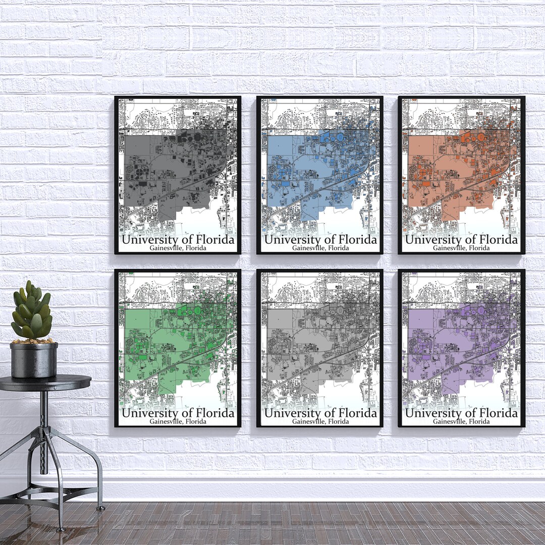 Colored Campus Map of University of Florida and All Its Roads - Etsy