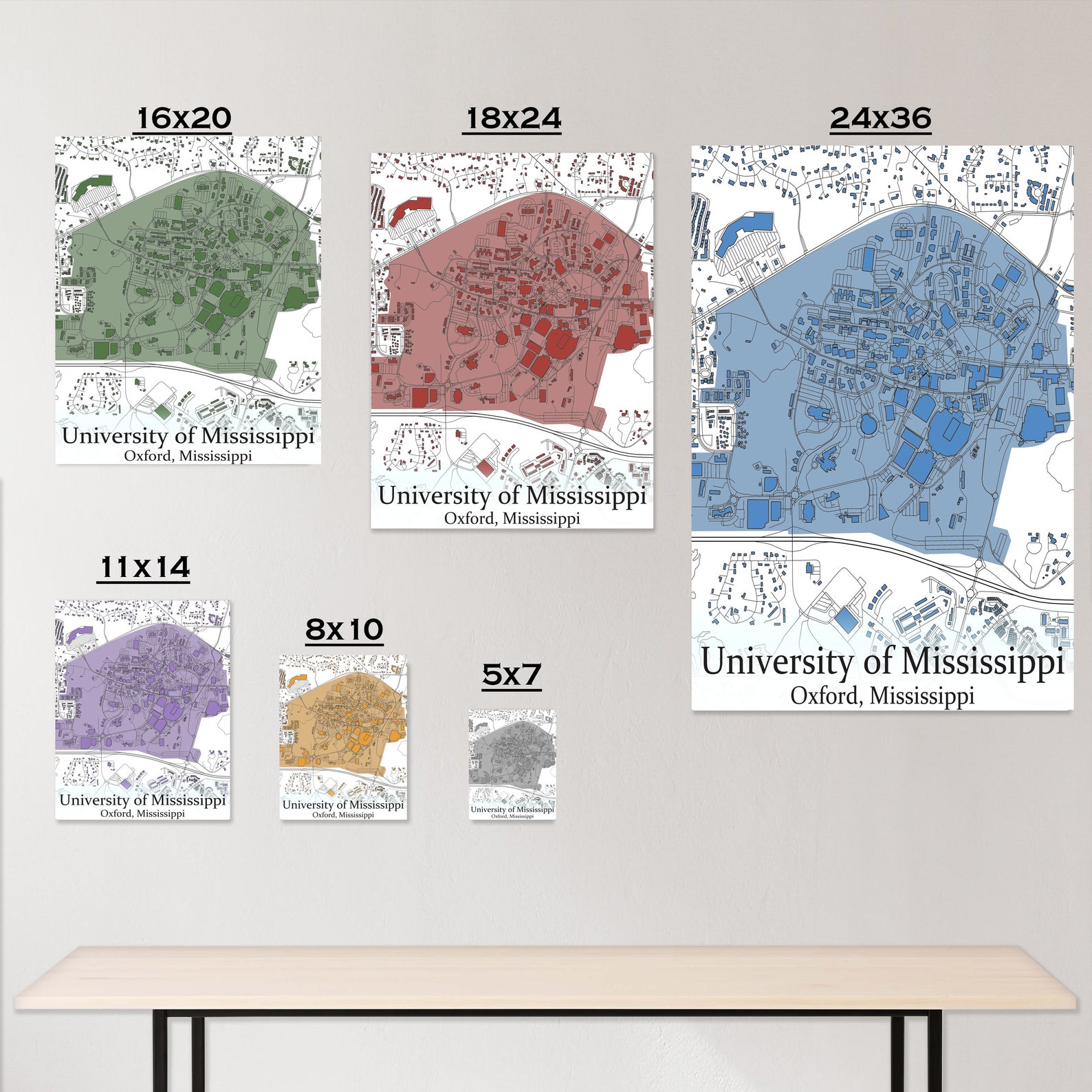 Colored Campus Map of Ole Miss University and All Its Roads - Etsy