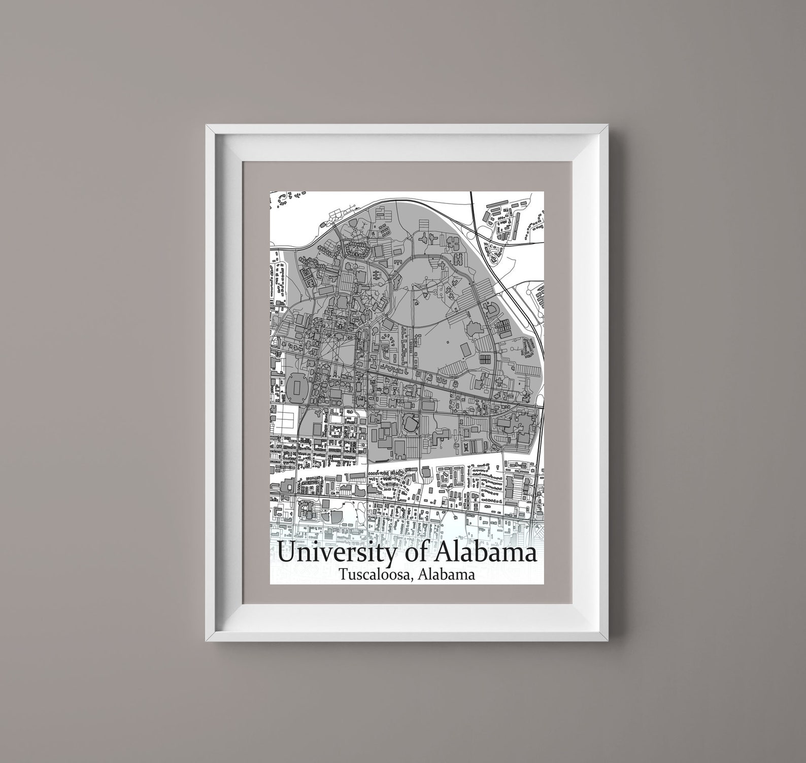 Colored Campus Map of University of Alabama and All Its Roads - Etsy