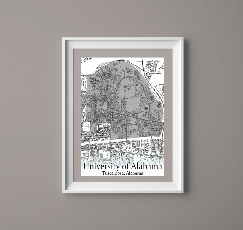 Colored Campus Map of University of Alabama and All Its Roads - Etsy UK