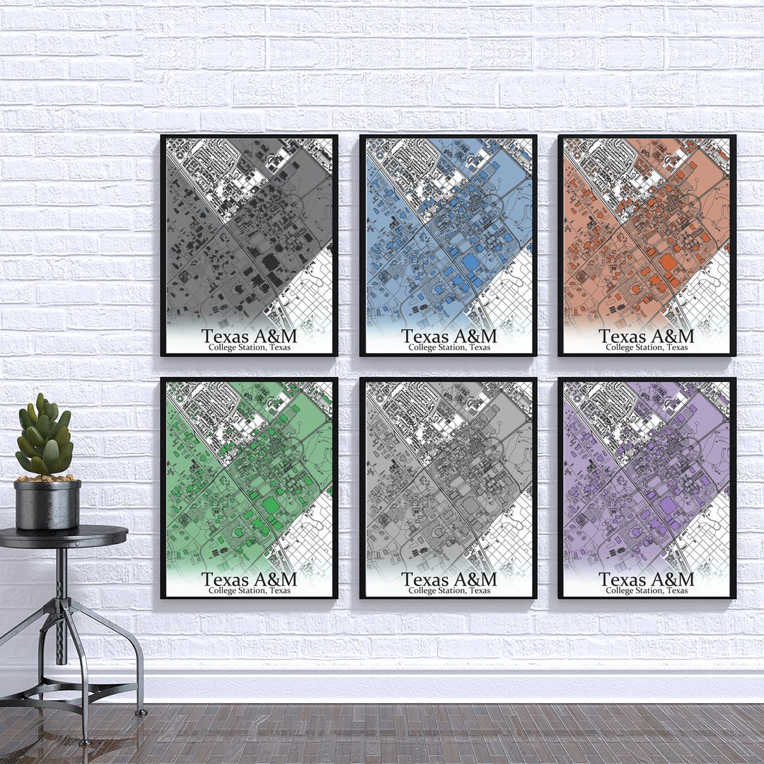 Colored Campus Map of Texas A&M University and All Its Roads - Etsy