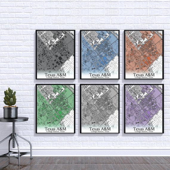 Colored Campus Map of Texas A&M University and All Its Roads | Etsy