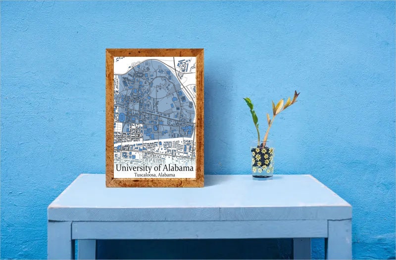 Colored Campus Map of University of Alabama and All Its Roads - Etsy