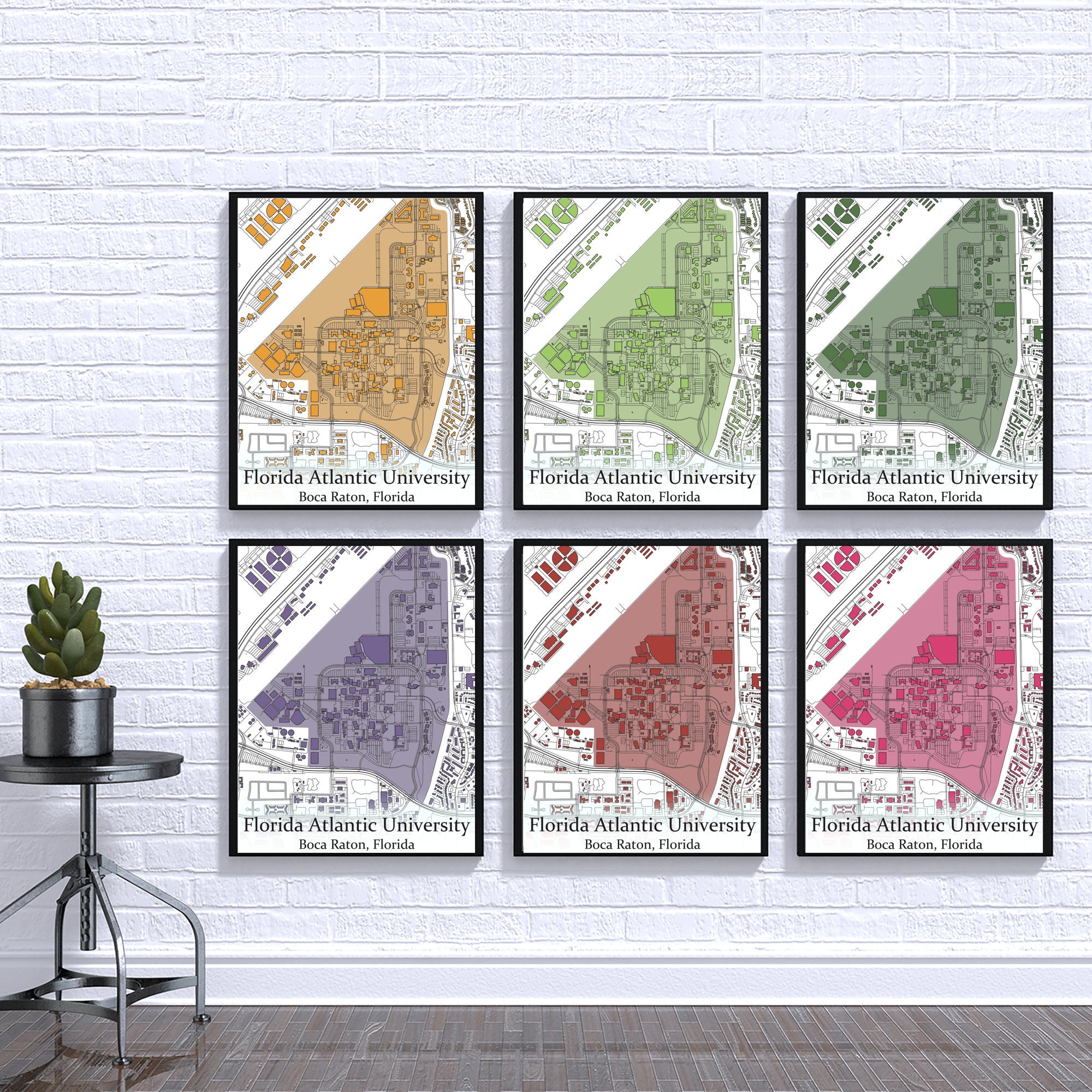 Colored Campus Map of Florida Atlantic University and All Its - Etsy UK