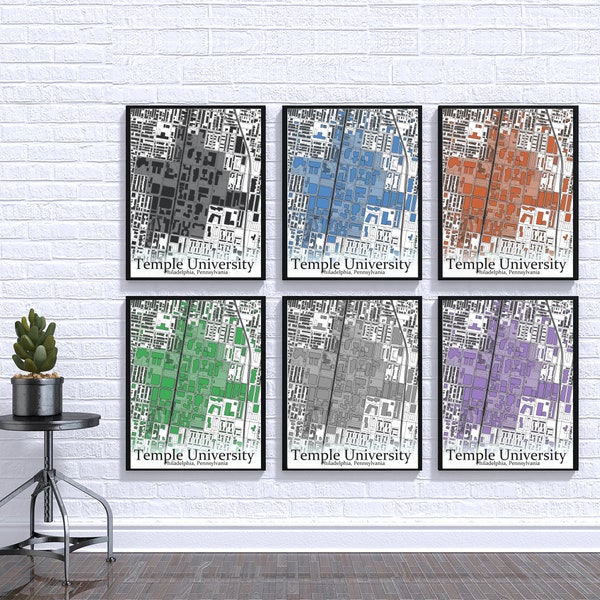 Temple University Map Print - Etsy