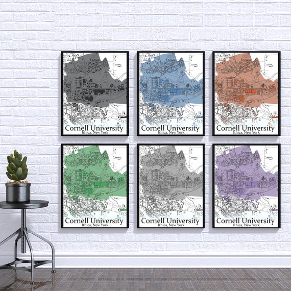 Colored Map of Cornell University and All Its Roads - Etsy