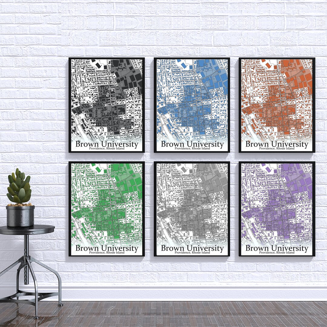 Colored Map of Brown University and All Its Roads - Etsy