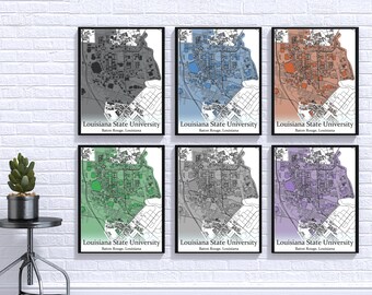 Louisiana State University Campus Map Poster - Etsy