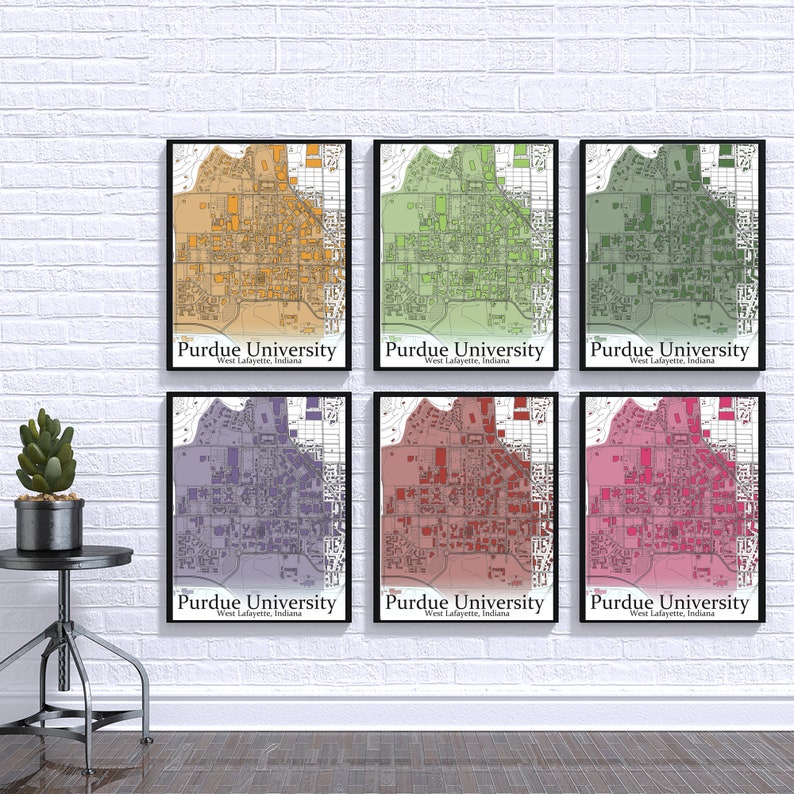 Colored Campus Map of Purdue University and All Its Roads - Etsy