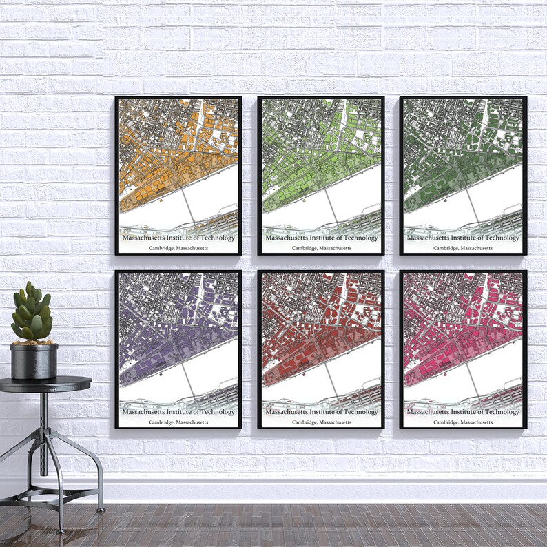 Colored Map of MIT Campus Map and All Its Roads - Etsy