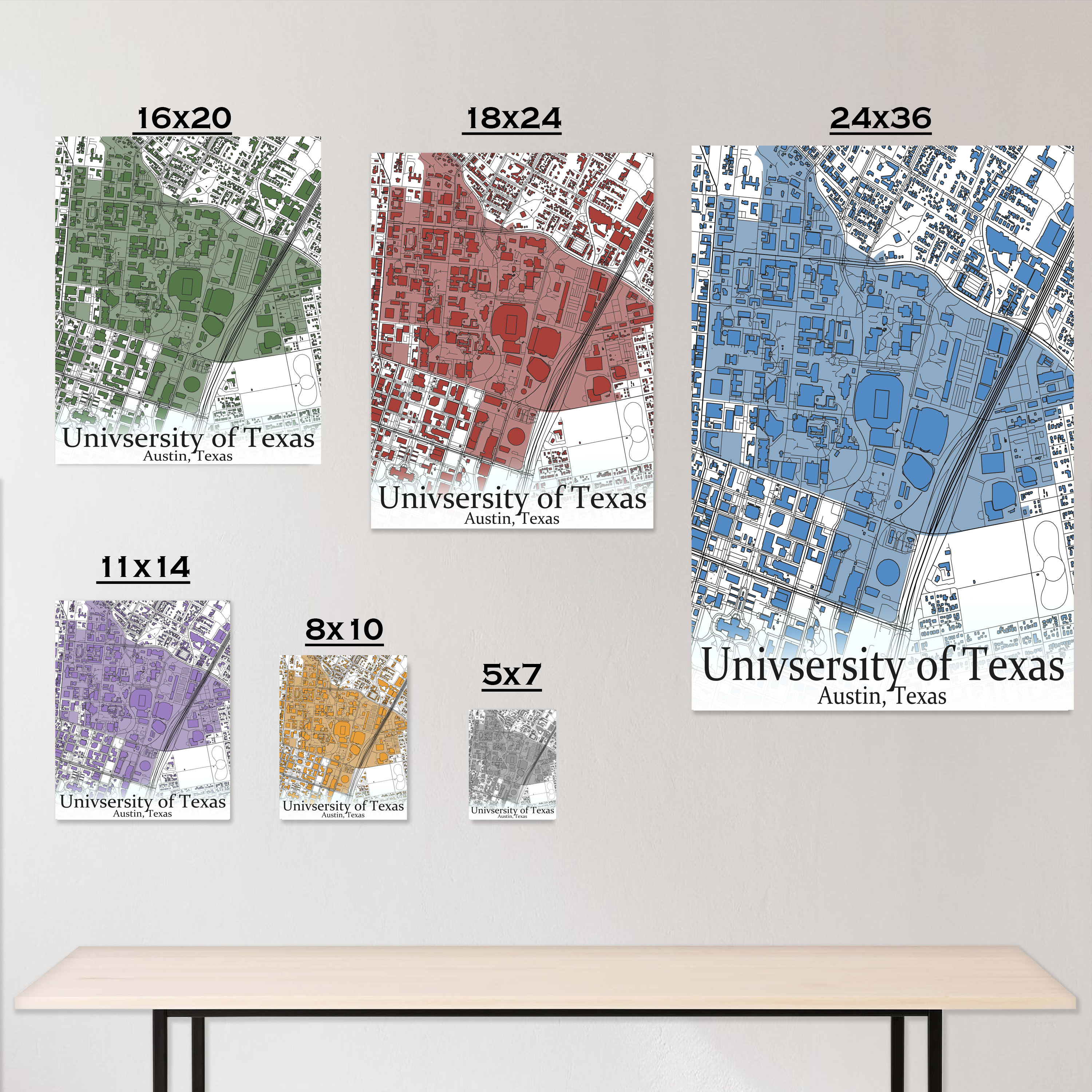 Colored Campus Map of University of Texas at Austin and All Its Roads ...