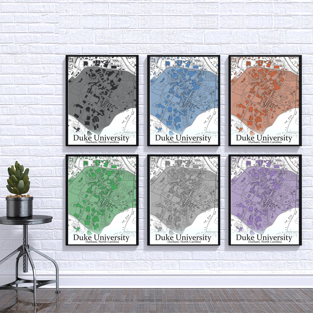 Colored Campus Map of Duke University and All Its Roads - Etsy Hong Kong