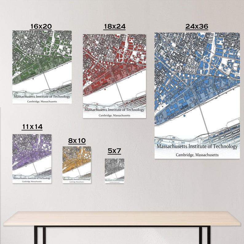 Colored Map of MIT Campus Map and All Its Roads - Etsy