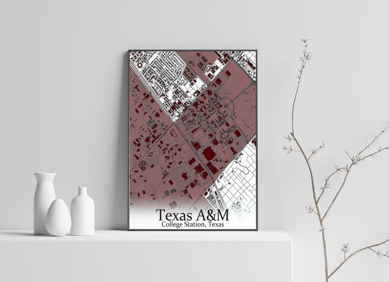 Colored Campus Map of Texas A&M University and All Its Roads | Etsy
