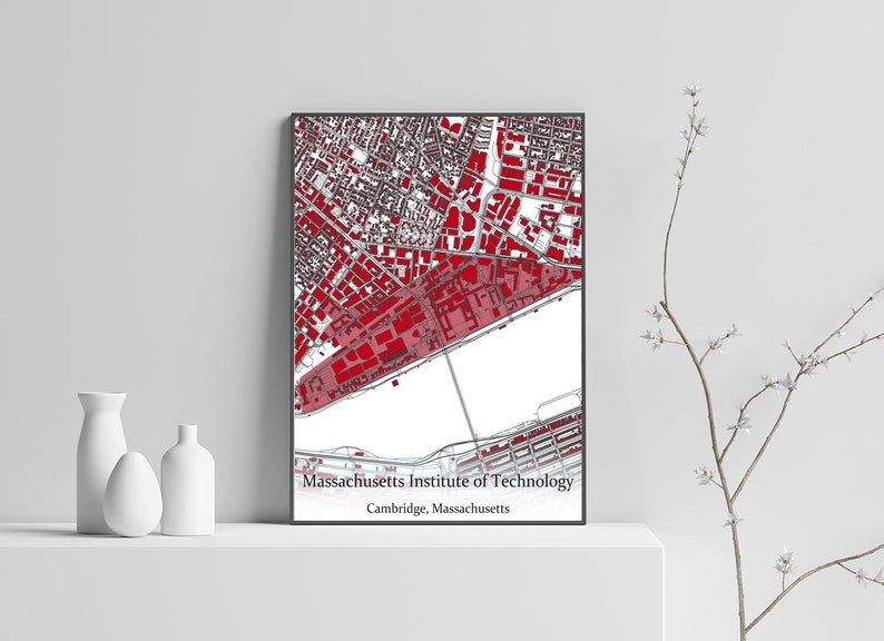 Colored Map of MIT Campus Map and All Its Roads - Etsy