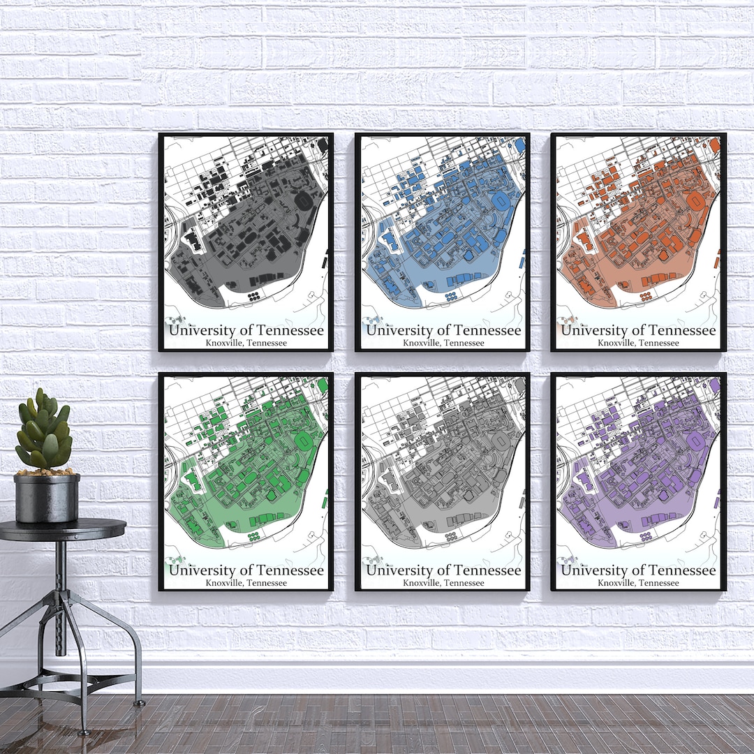 Colored Campus Map of University of Tennessee and All Its Roads - Etsy