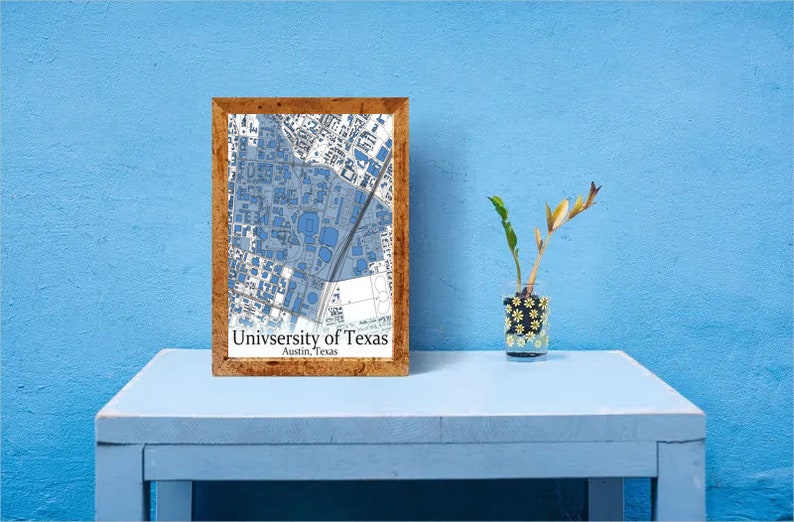 Colored Campus Map of University of Texas at Austin and All Its Roads ...