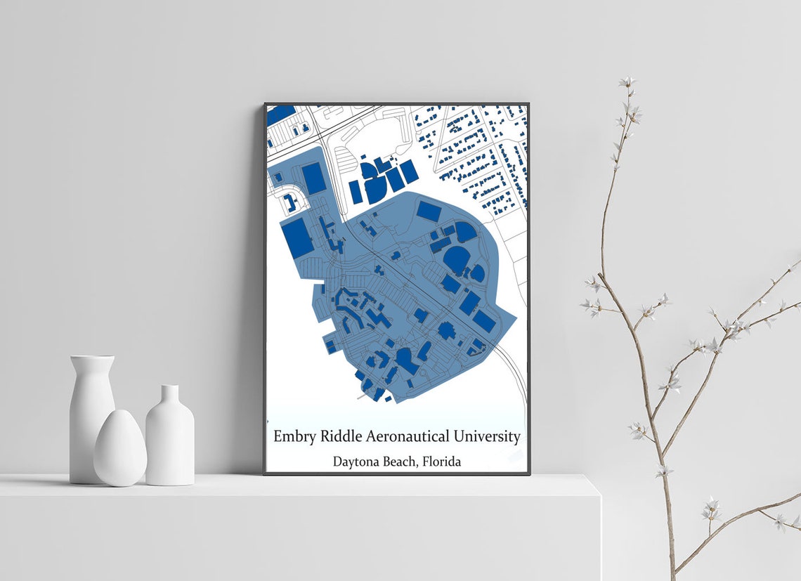 Colored Campus Map of Embry Riddle Aeronautical University and - Etsy