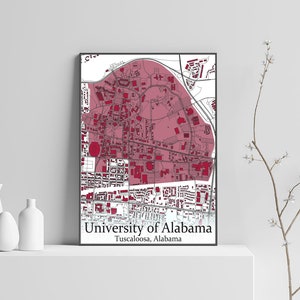 Colored Campus Map of University of Alabama and All Its Roads - Etsy